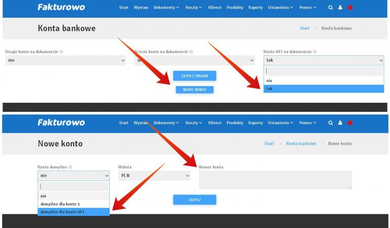 Numer konta VAT - Pomoc - Fakturowo.pl