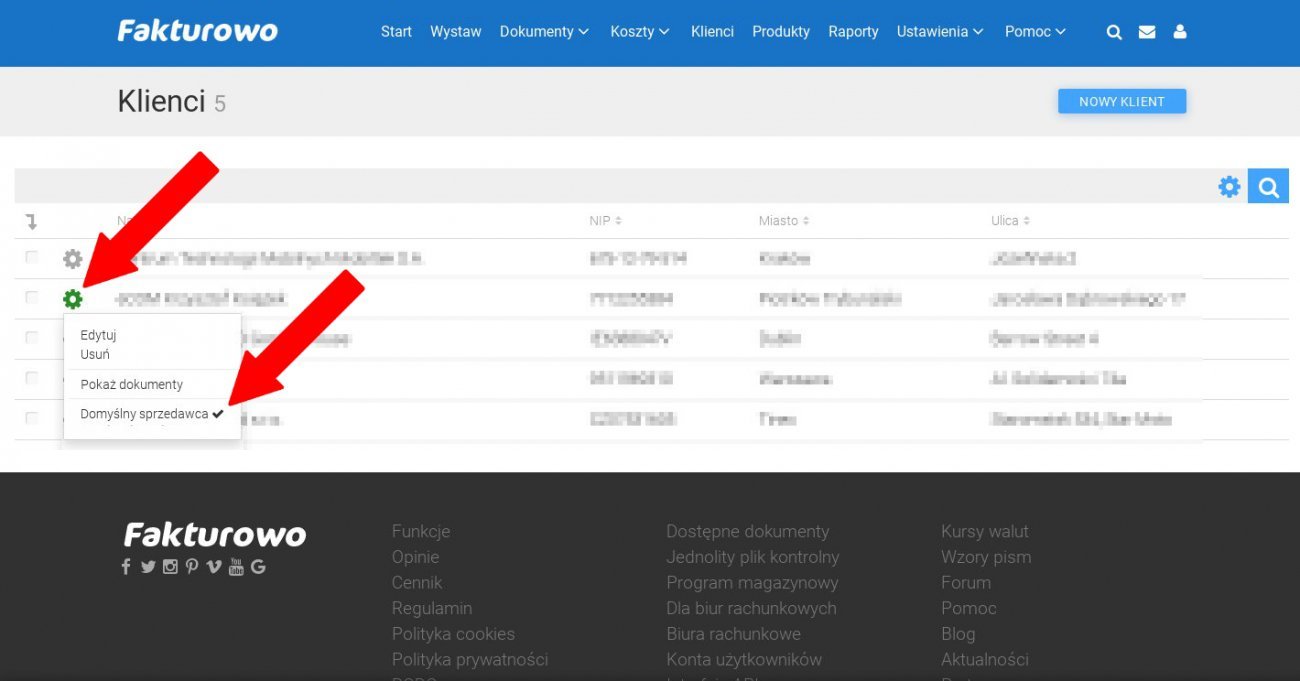Jak ustawić domyślnego sprzedawcę? - Pomoc - Fakturowo.pl